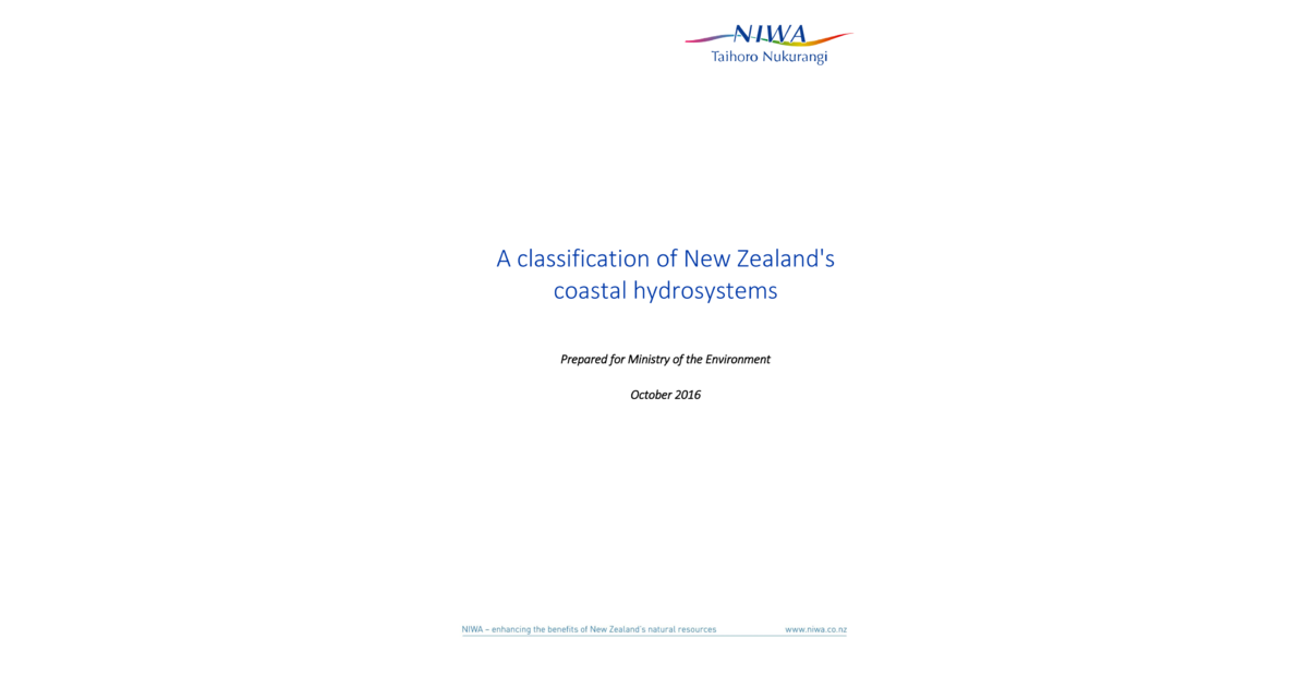 A Classification of New Zealand Coastal Hydrosystems report | MfE Data ...