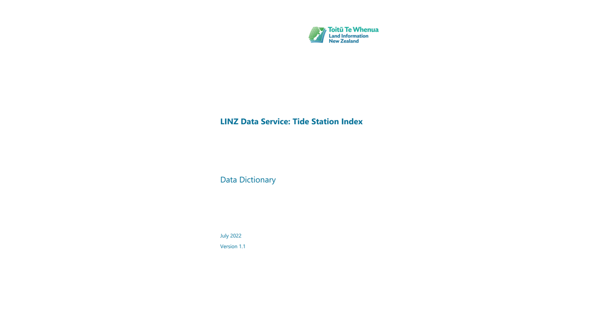 Tide Stations | LINZ Data Service