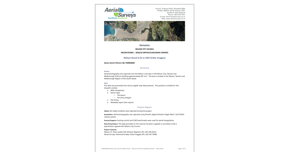 Nelson 0.25m Rural Aerial Photos Survey Report (2022) | LINZ Data Service