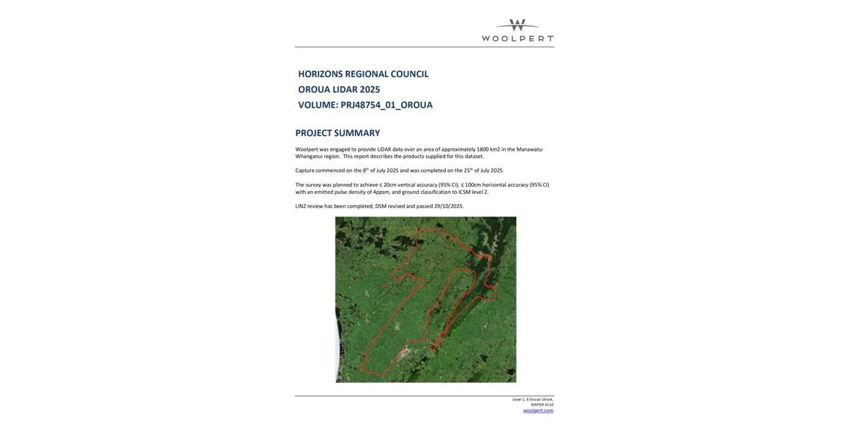 Manawatū-Whanganui - Oroua LiDAR Survey Report (2025) | LINZ Data Service